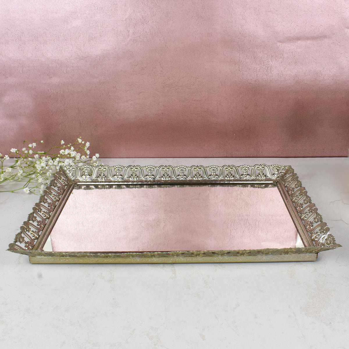 Vintage Silver Rectangle Mirror Tray – Muse